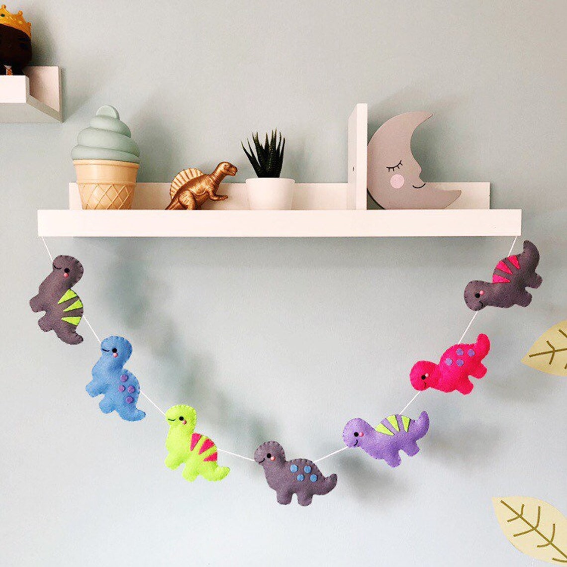 Colourful Dinosaur Garland Felt Dino Bunting Cute Felt Wall | Etsy