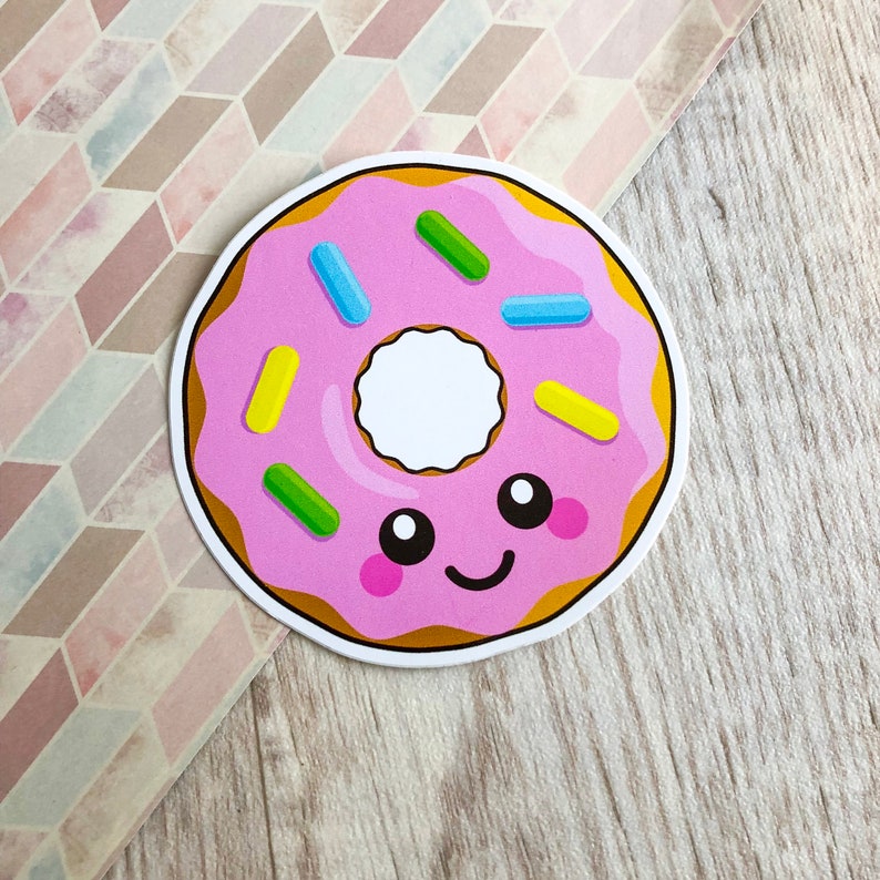 Pink Donut Sticker Food Vinyl Sticker Cute Doughnut Decal - Etsy