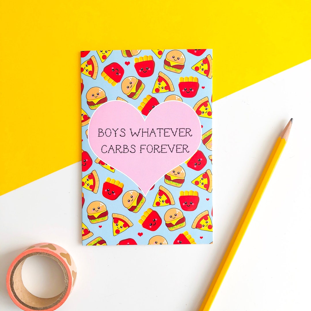 Boys Whatever Carbs Forever Card, Galentine's Day, Friendship Card ...