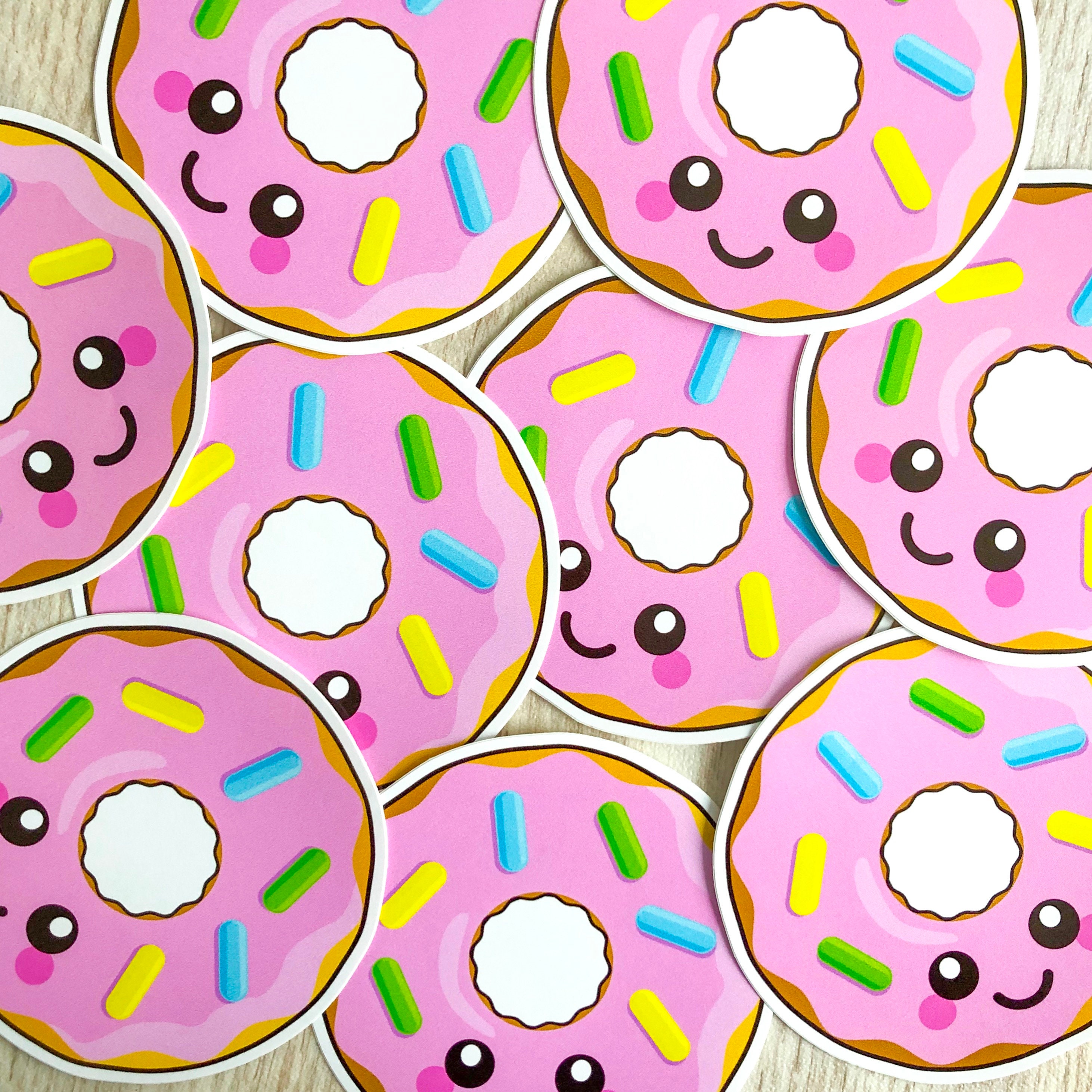 Pink Donut Sticker food vinyl sticker cute doughnut decal | Etsy