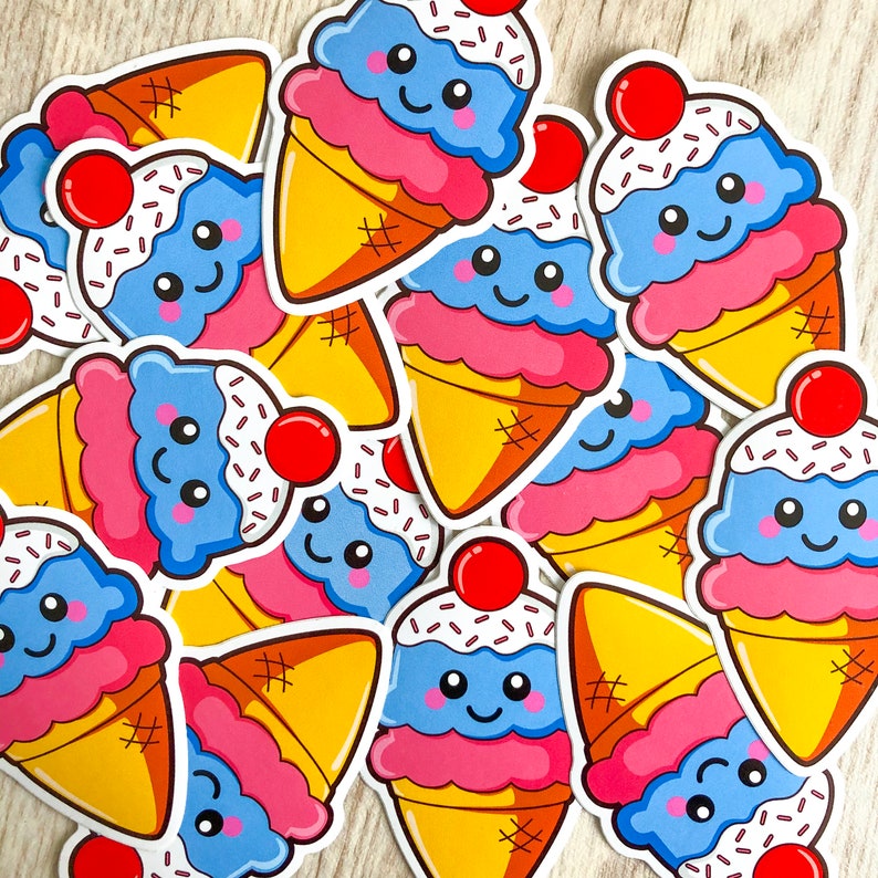 Ice Cream Sticker Food Vinyl Sticker Cute Ice Cream Cone - Etsy