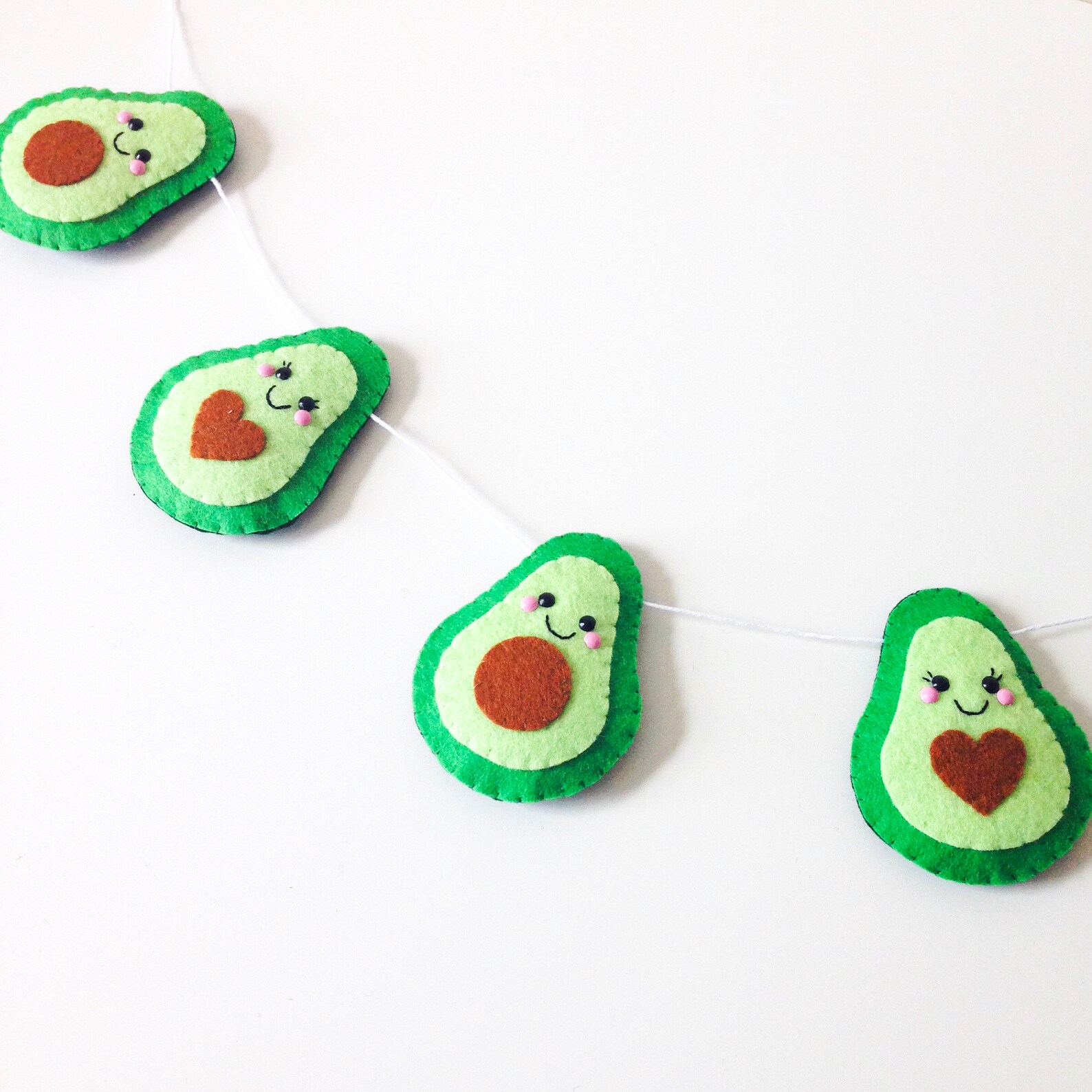 Happy Avocado Garland, Felt Wall Hanging, Cute Avocados Bunting ...