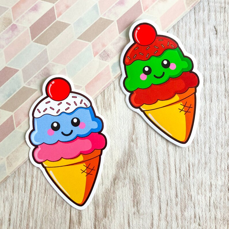 Ice Cream Sticker Food Vinyl Sticker Cute Ice Cream Cone - Etsy