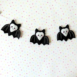 Black Bat Garland, Cute Halloween Bunting, Felt Halloween Decoration ...