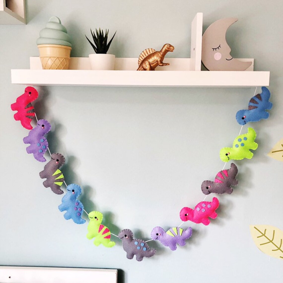 Colourful Dinosaur Garland Felt Dino Bunting Cute Felt Wall | Etsy