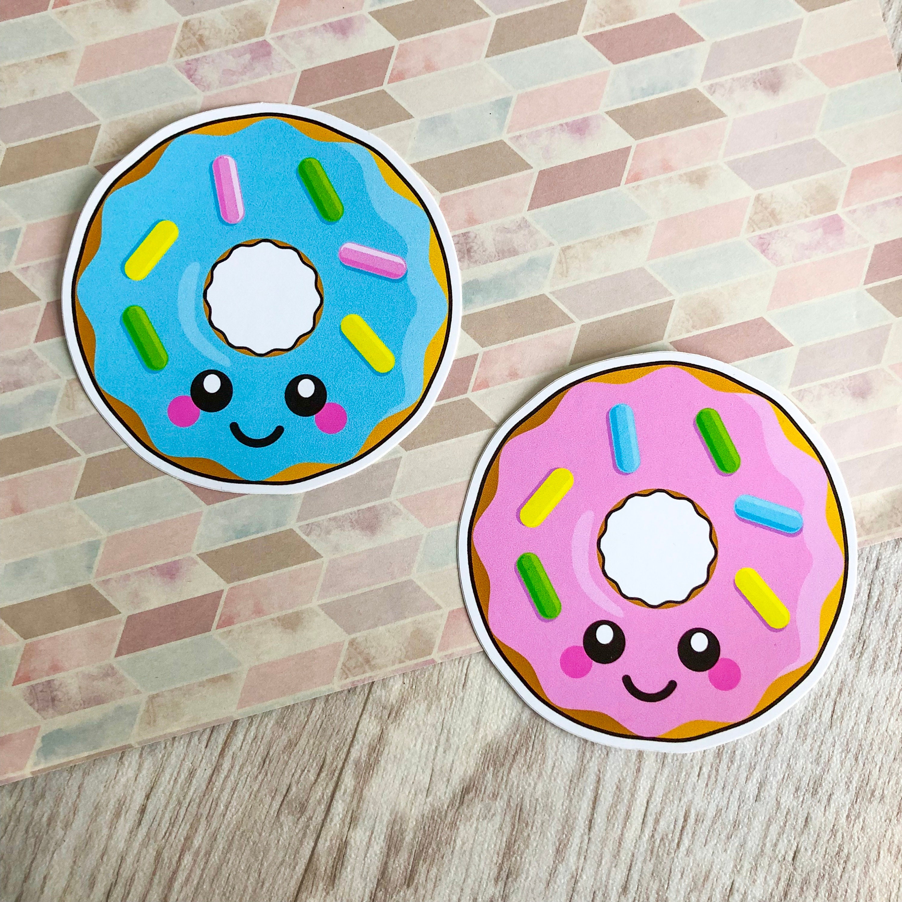 Blue Donut Sticker food vinyl sticker cute doughnut decal | Etsy