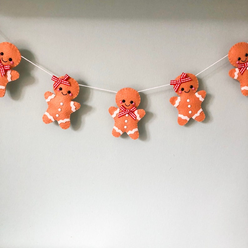 Gingerbread Man Garland Cute Festive Banner Happy Felt - Etsy