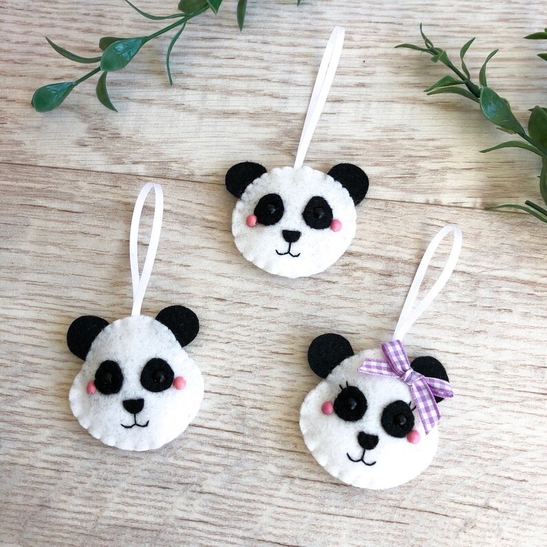 Panda Hanging Decoration felt Christmas tree ornament cute | Etsy