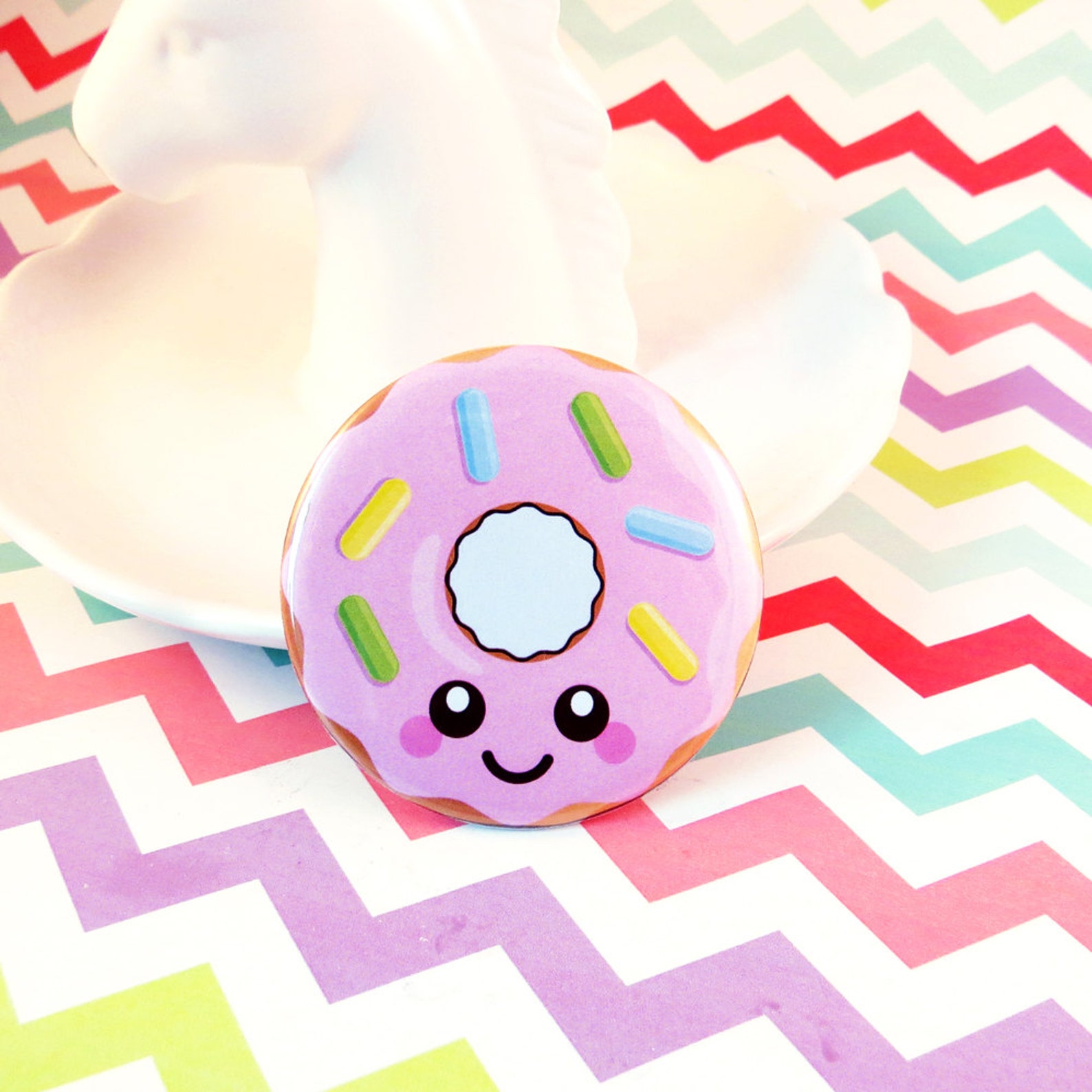 Pink Donut Magnet / Badge Doughnut Pin Badge Fun Home Decor - Etsy