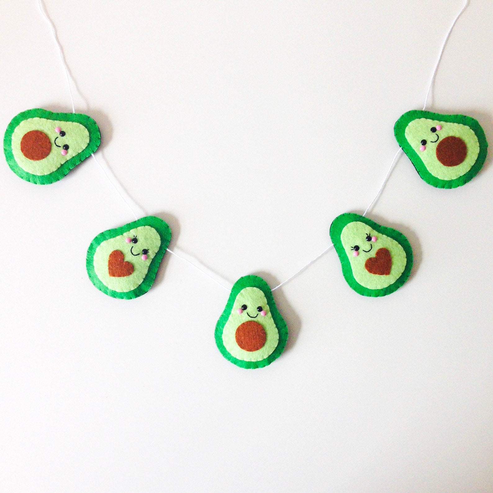 Happy Avocado Garland, Felt Wall Hanging, Cute Avocados Bunting ...