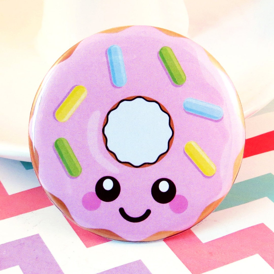 Pink Donut Magnet / Badge, Doughnut Pin Badge, Fun Home Decor, Cute ...