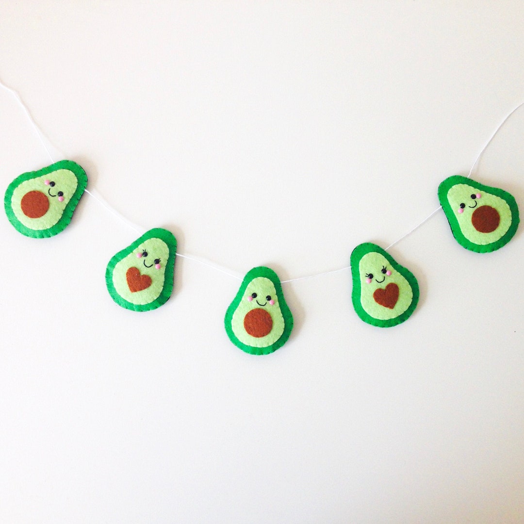 Happy Avocado Garland, Felt Wall Hanging, Cute Avocados Bunting ...