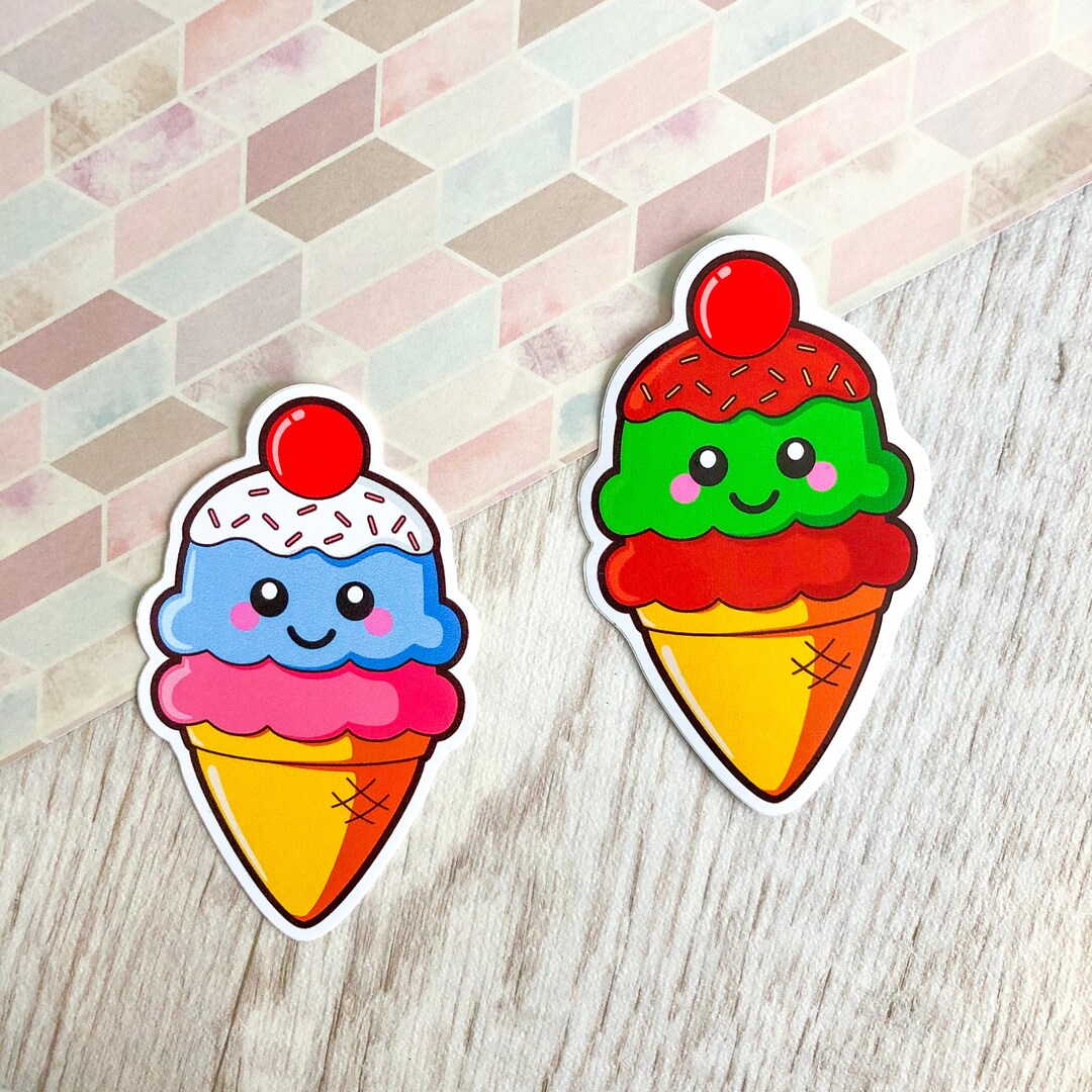 Ice Cream Sticker, Food Vinyl Sticker, Cute Ice Cream Cone Decal ...