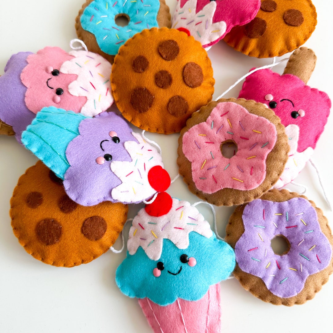 SWEET TREATS GARLAND Felt Wall Hanging, Donut Ice Cream Bunting ...