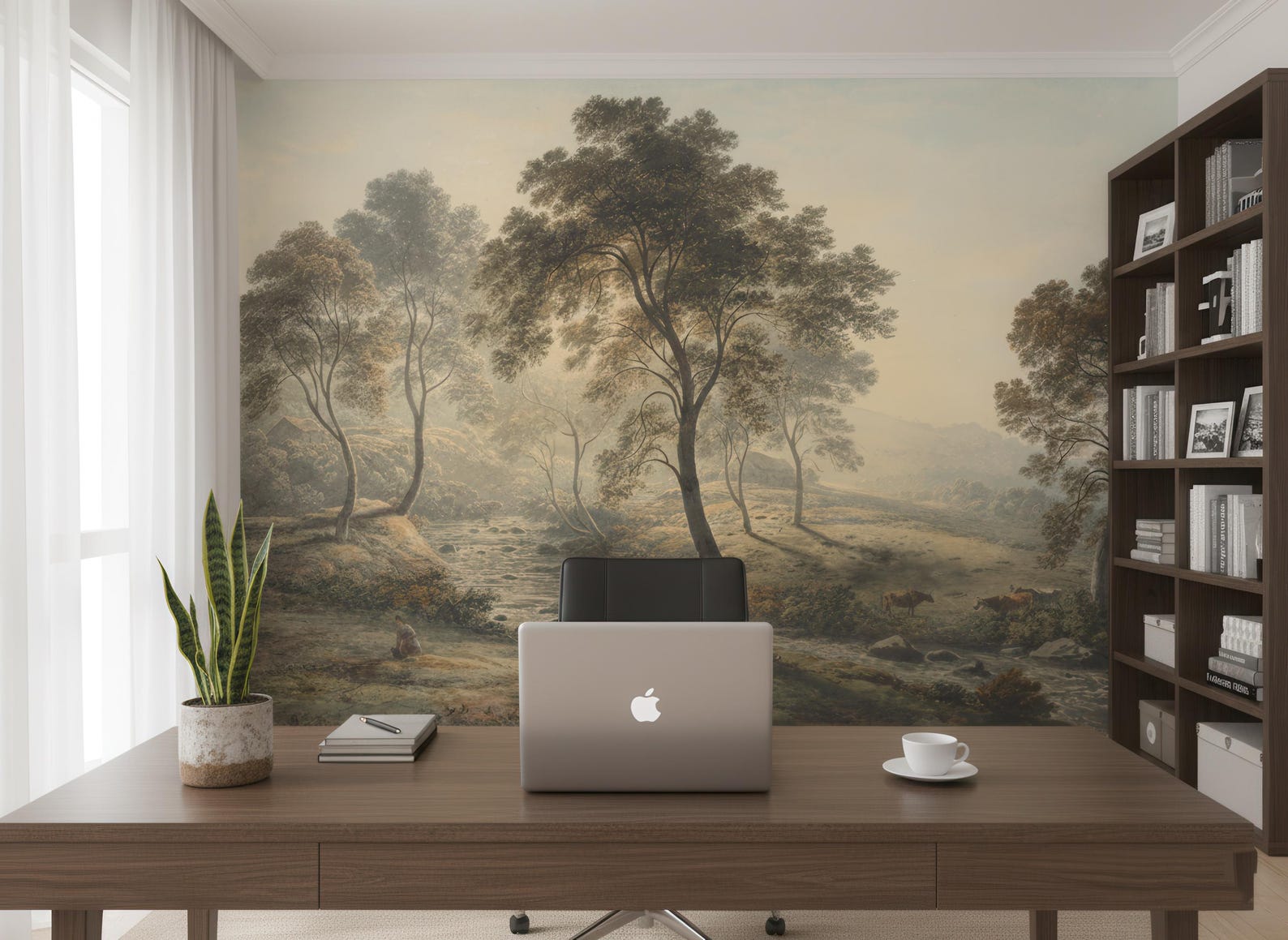 Vintage Countryside Mural: Rustic Forest Wallpaper ( Peel and Stick or ...