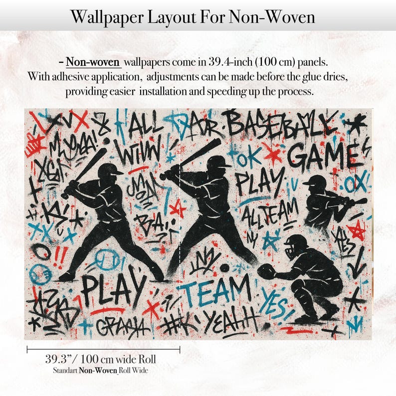 Baseball Graffiti Mural Wallpaper – Urban Street Art Style Sports Wall ...