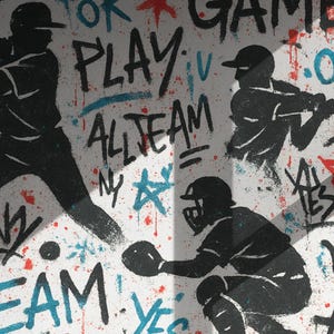 Baseball Graffiti Mural Wallpaper – Urban Street Art Style Sports Wall ...