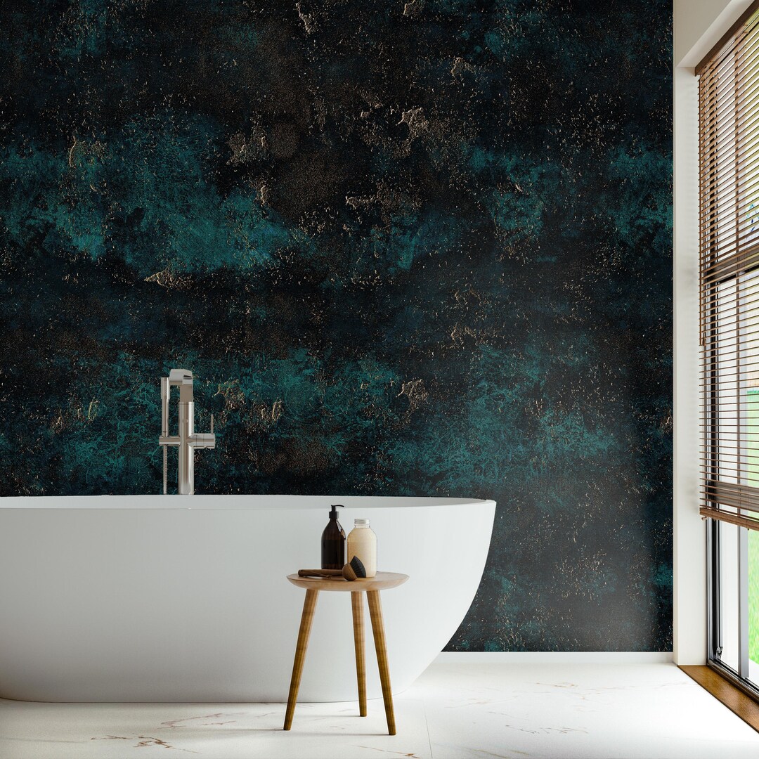 Deep Green Stone Effect Abstract Wallpaper – Textured Marble Effect ...