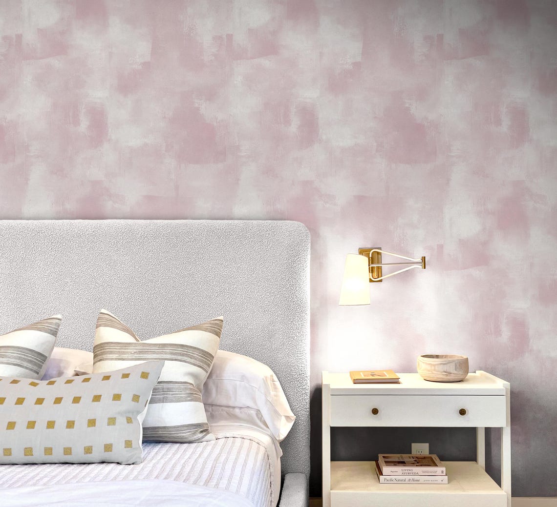 Pink Limewash Wallpaper | Peel and Stick Simple Limewash Wallpaper ...