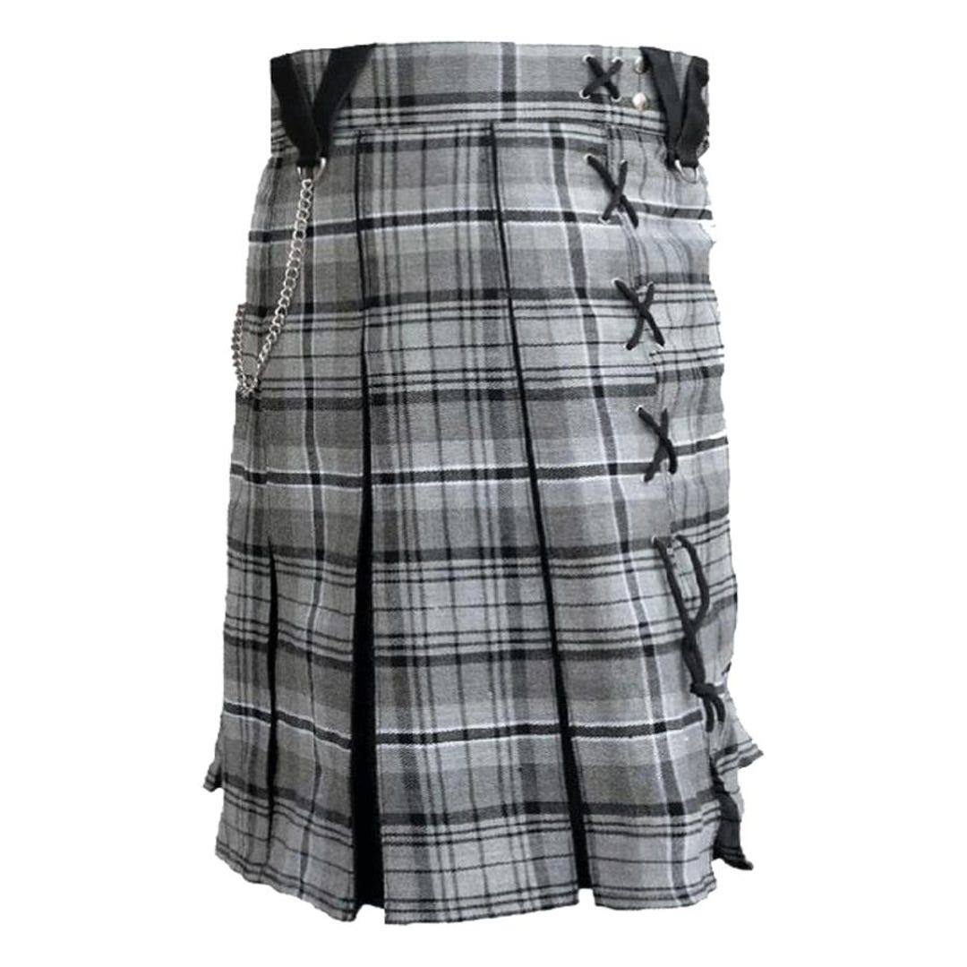 Clan Box Pleated Grey Hamilton Modern Kilt- Handmade Scottish Tartan ...