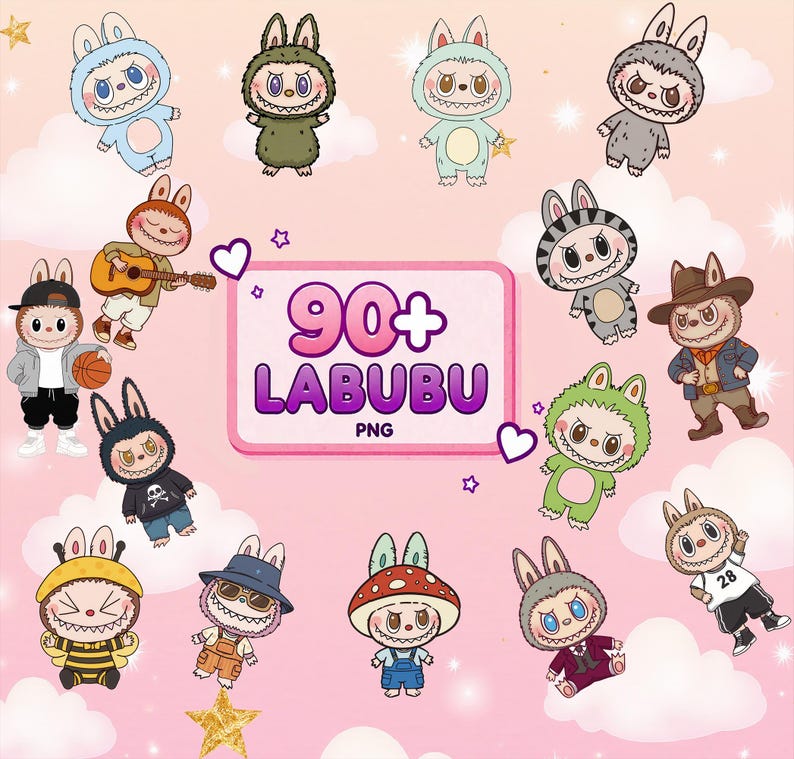 90+ Labubu Digital Files PNG Pack, Commercial License, High Resolution ...