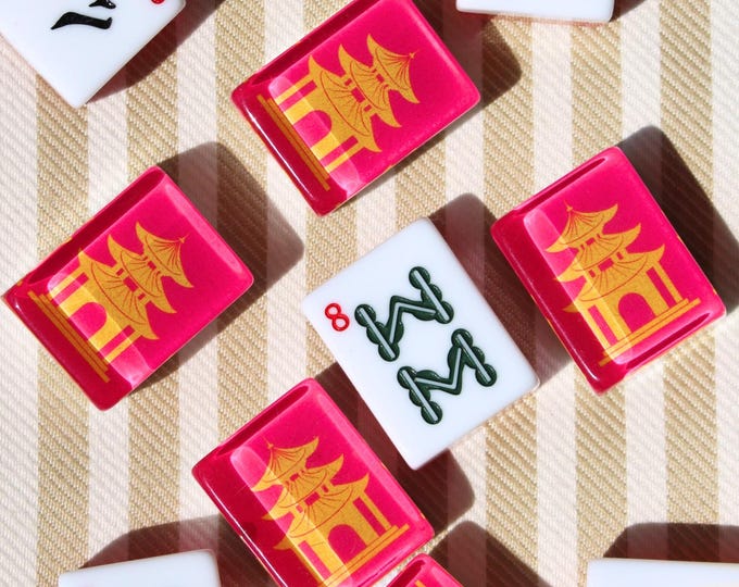 Pink and Gold Pagoda Mahjong Tile Set, Elegant Gift, Modern Mahjong ...