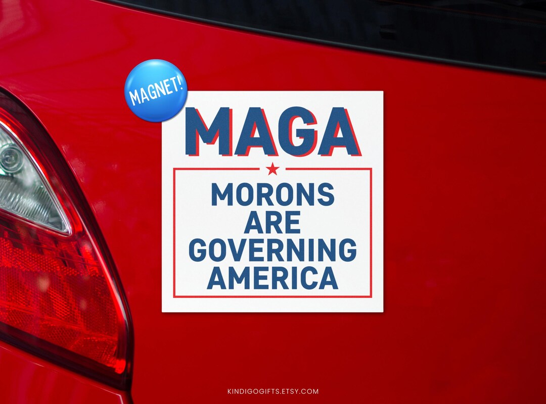 Morons Are Governing America White Magnet, Funny Sarcastic Anti ...