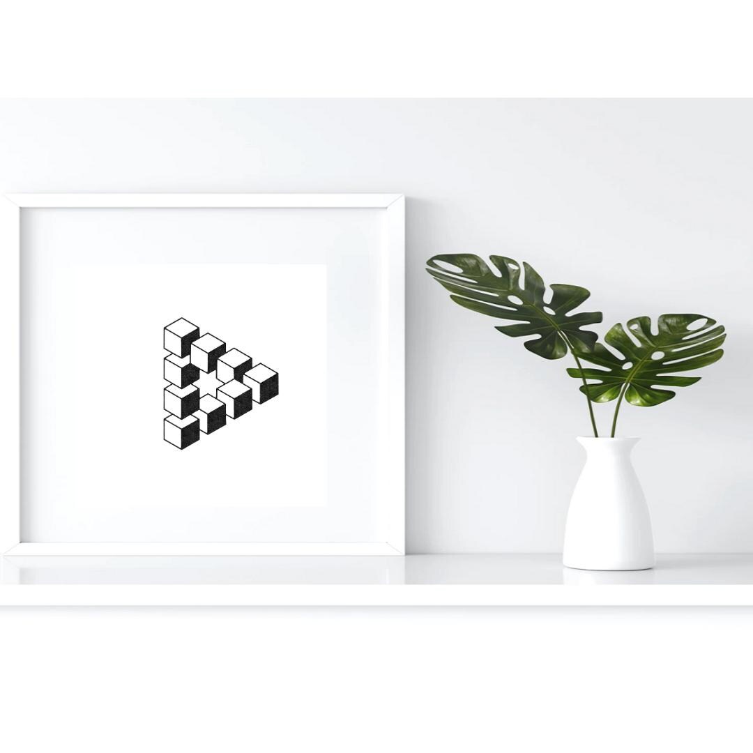 Origami Penrose Triangle Art Print - 3D Printed Minimalist Wall Decor ...