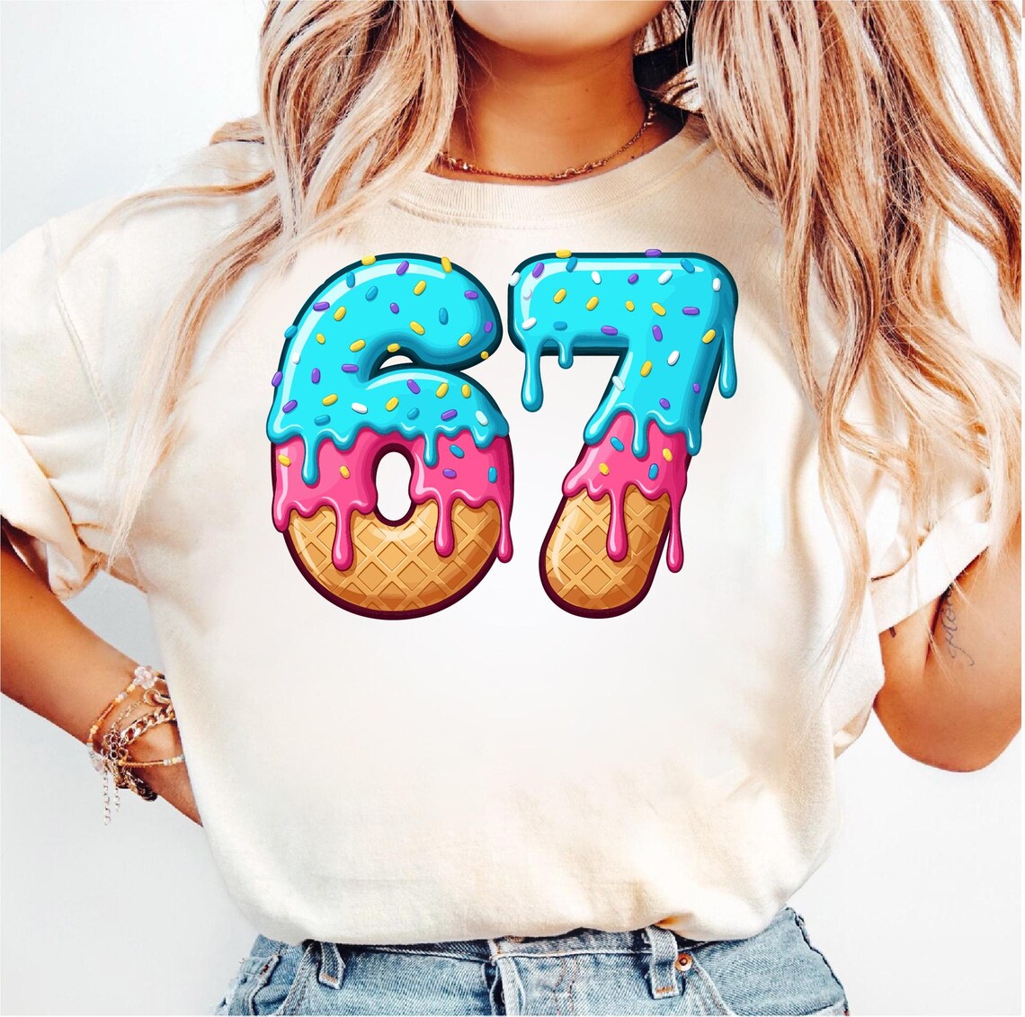 Ice Cream Number 67 SVG PNG, Dripping Sprinkles Design (digital ...
