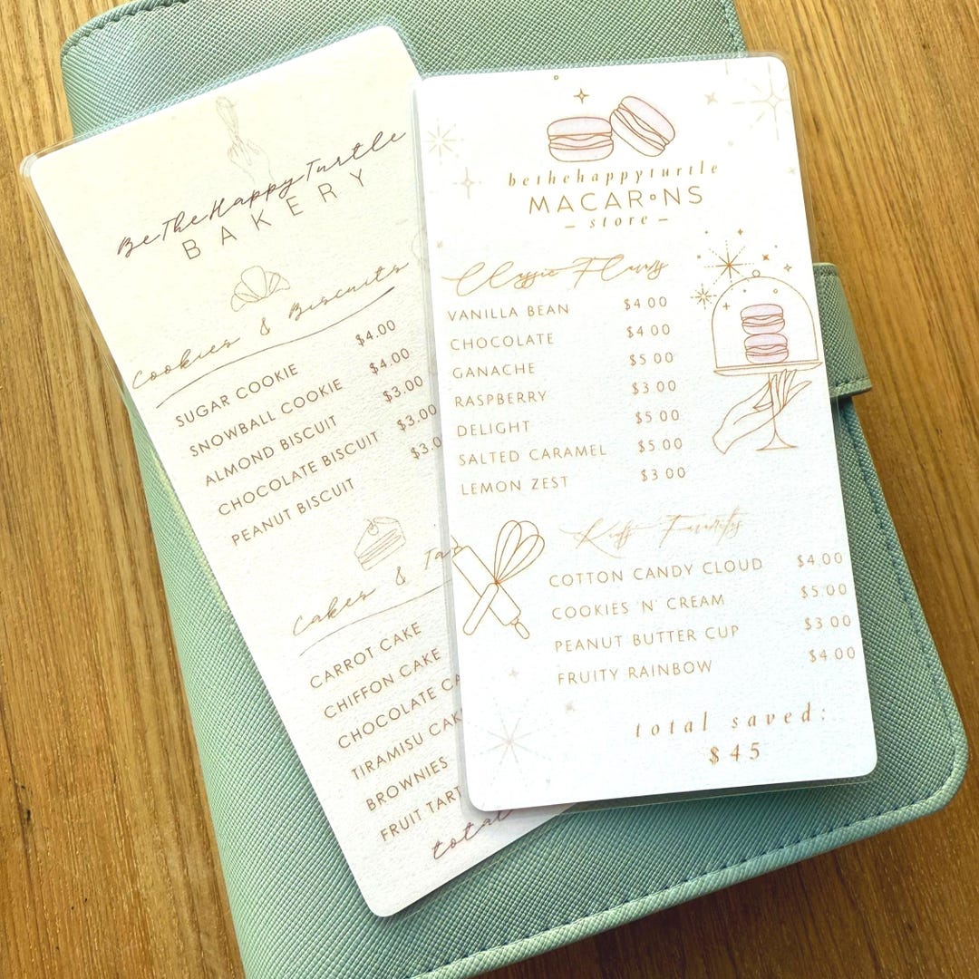 Macaron and Bakery Menus | Savings Challenge | A6 - Etsy