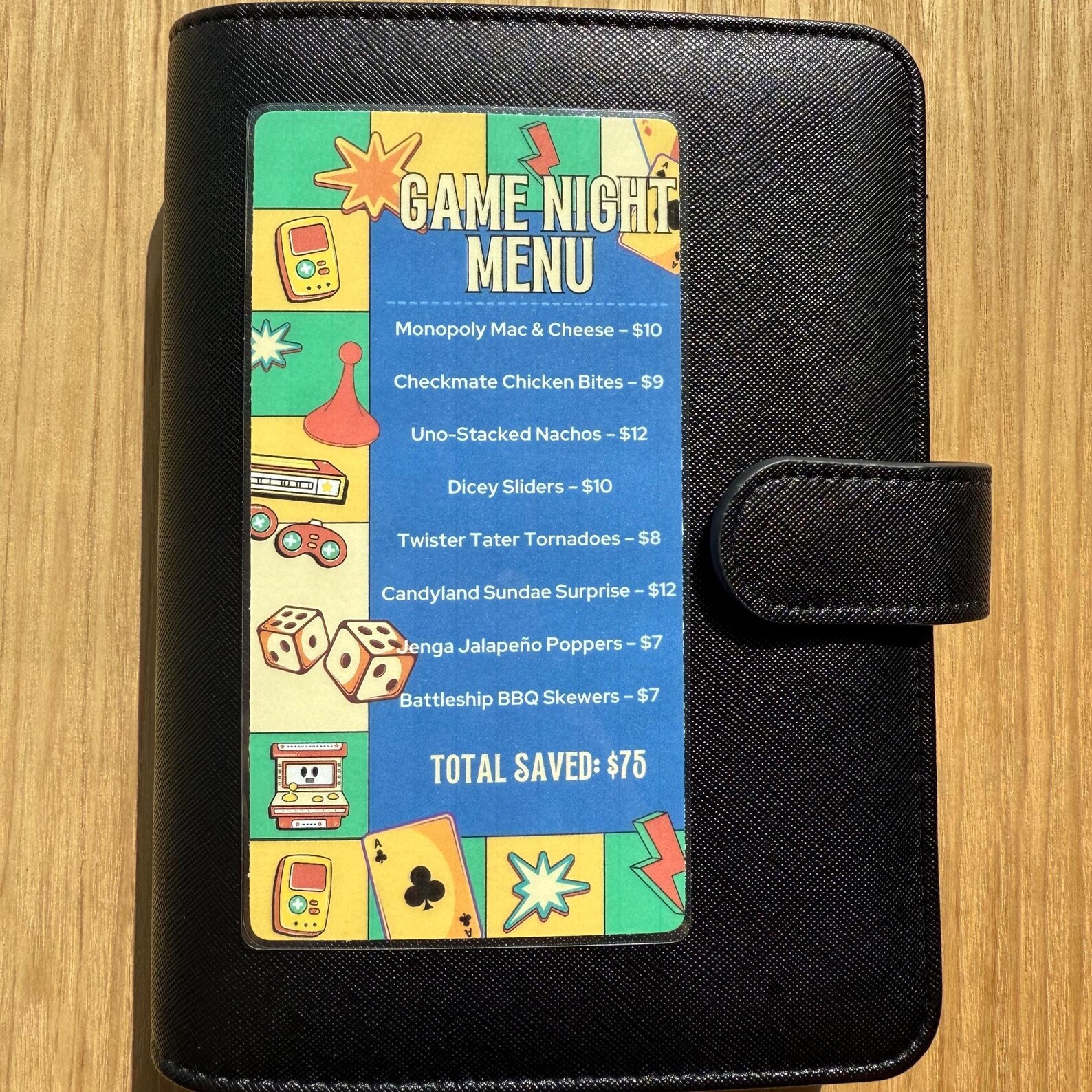 Game Night and Family Night Menus | Savings Challenge | A6 - Etsy