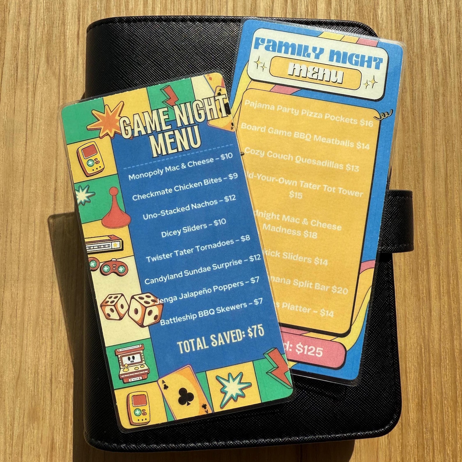 Game Night and Family Night Menus | Savings Challenge | A6 - Etsy