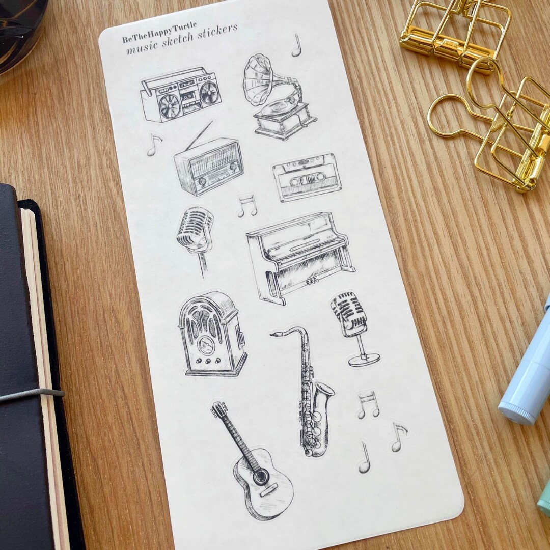 Music Sketch Sticker Sheet, Journal Stickers, Planner Stickers ...