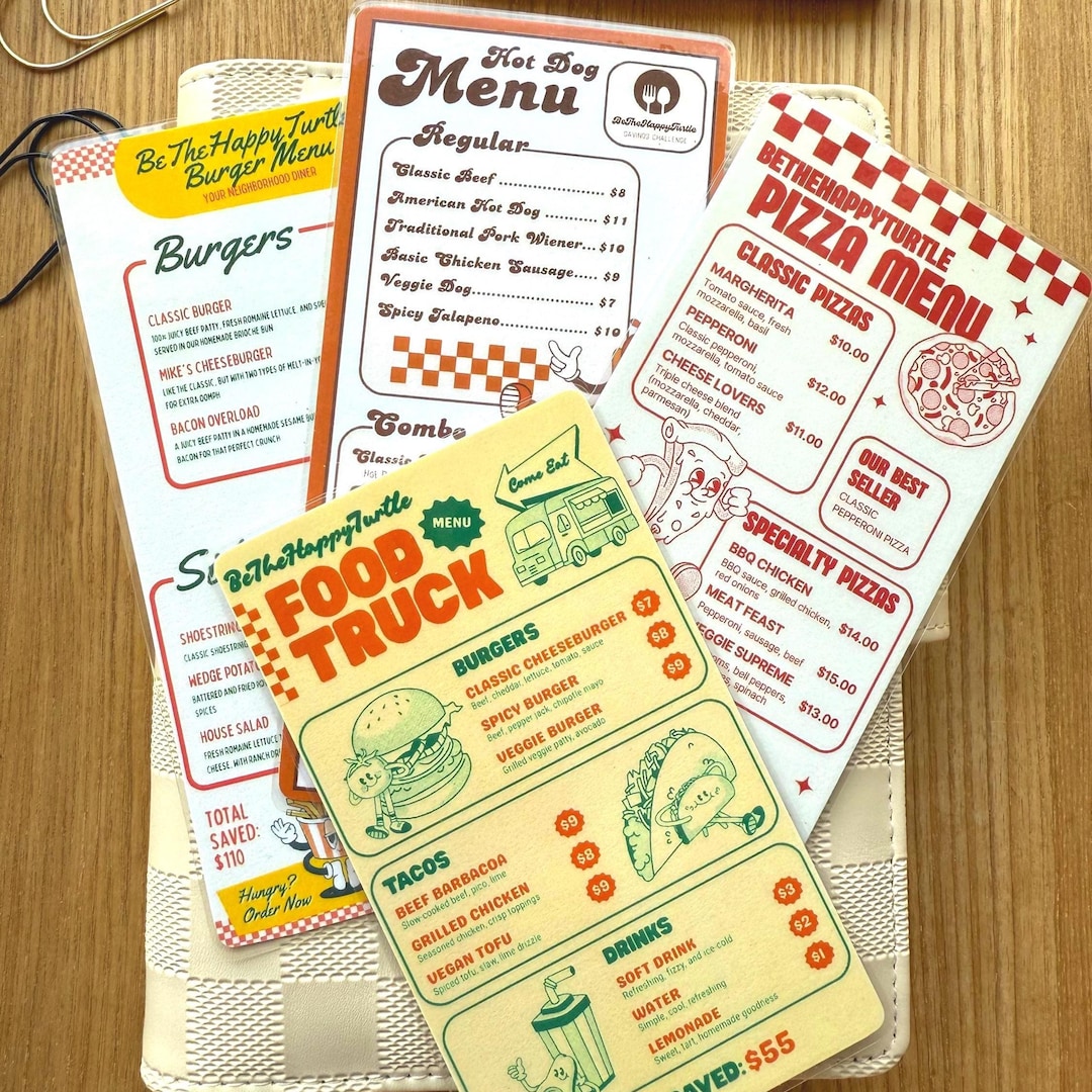 Pizza, Burger, Hot Dog and Food Truck Menus | Savings Challenge ...