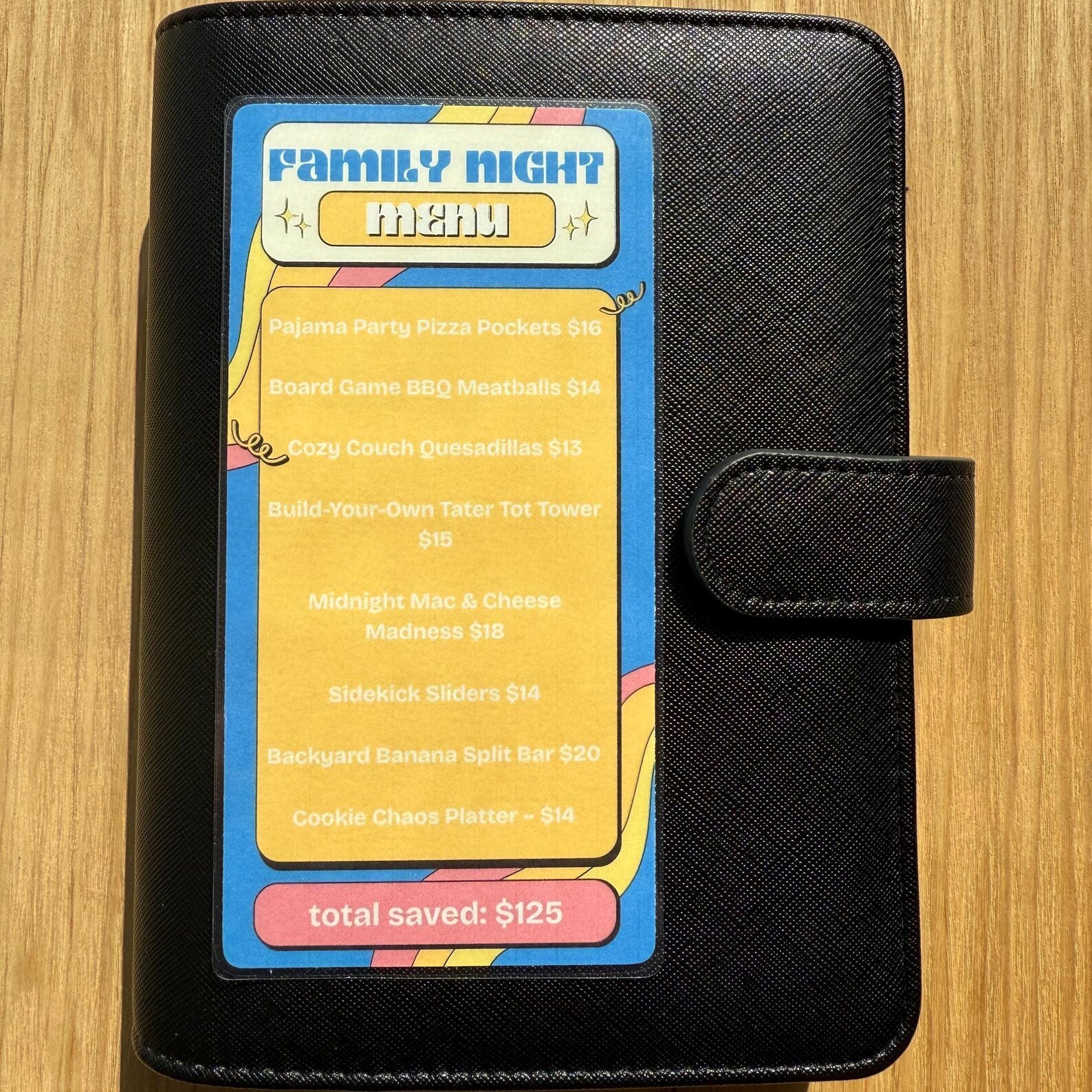Game Night and Family Night Menus | Savings Challenge | A6 - Etsy