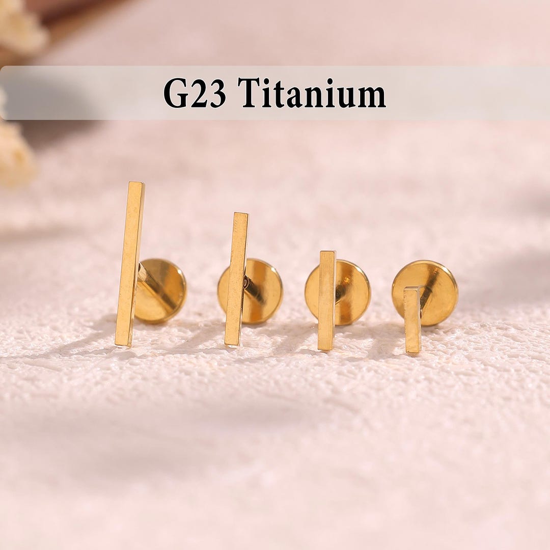 16G/18G/20G Titanium Bar Threadless Push Pin Labret Stud, Flat Back ...