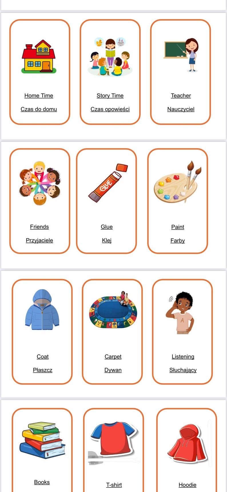 Bilingual Digital Preschool Cards Polish/english / EAL Resources - Etsy