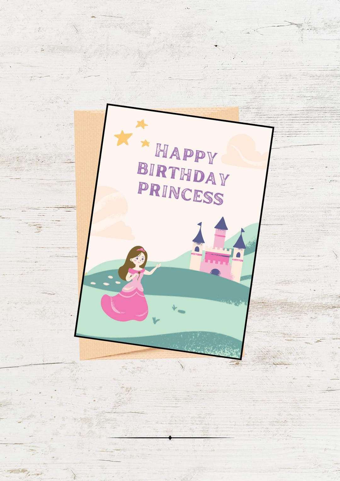 Princess-themed Birthday Card - Digital Download - Etsy