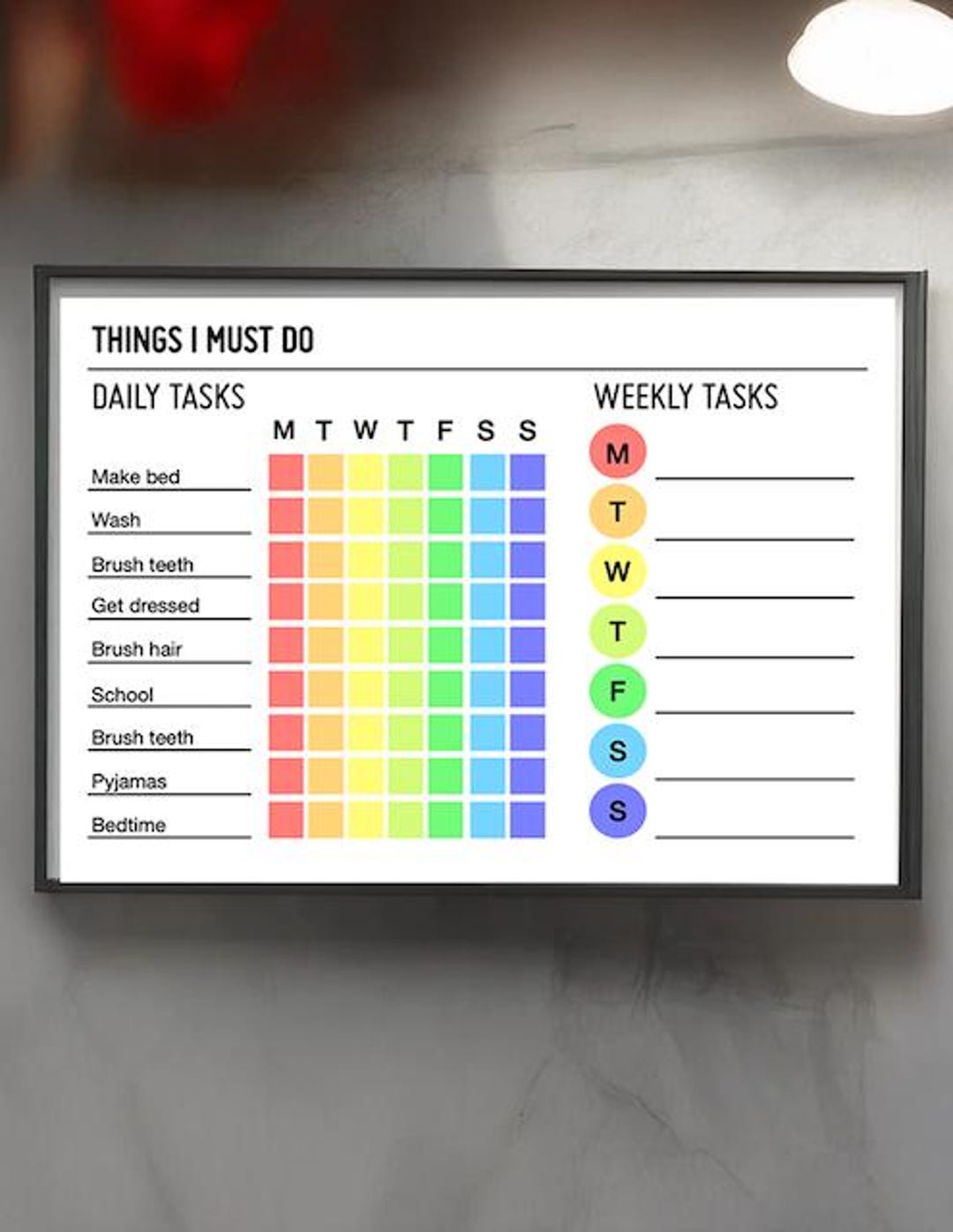 Childs Daily and Weekly Tasks Planner Editable Digital Download Ideal ...