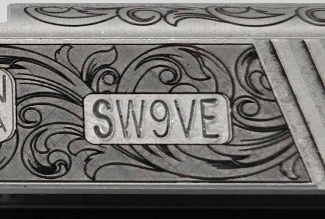 Smith and Wesson, SW, SW9VE, Scroll Design , Lightburn, SVG, DXF, Ai ...