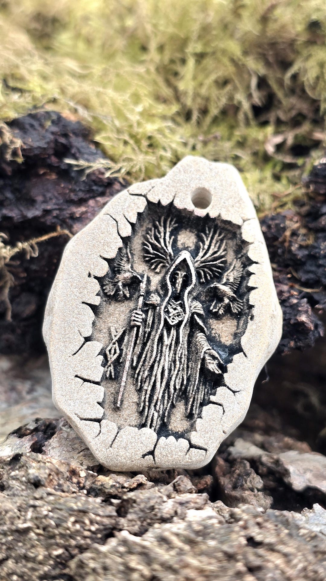3D Ghost Seer Talisman • Engraved Welsh Slate Amulet for Protection ...
