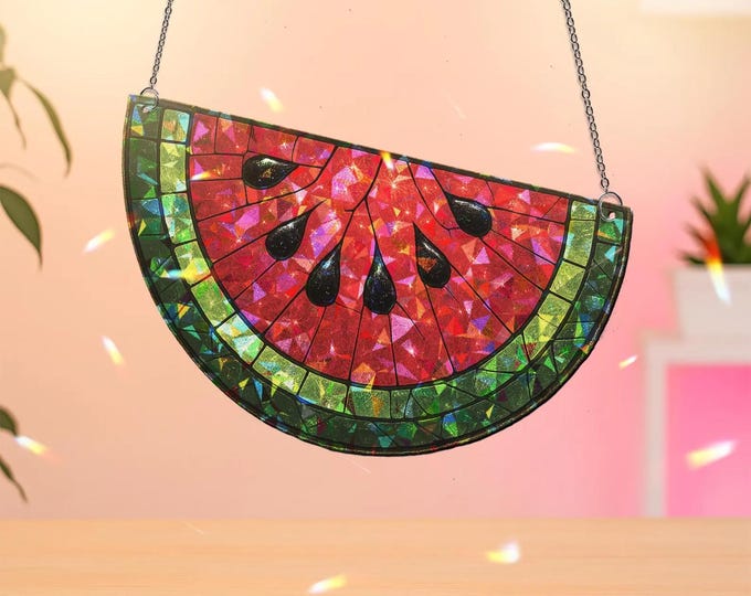 Watermelon Sun Catcher Window Hanging Laser Cut Stained Glass Acrylic ...