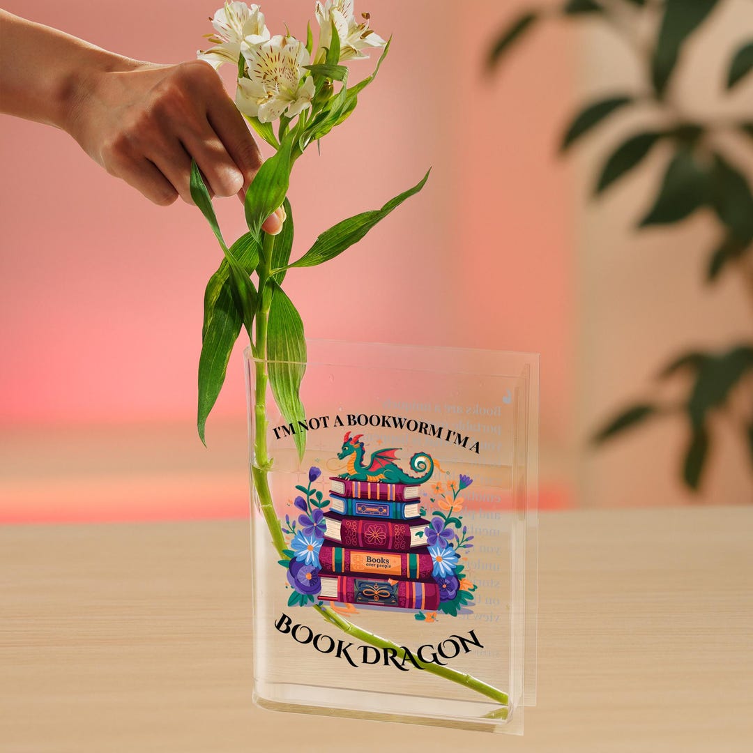 Acrylic Book Vase for Flowers Custom Book Shaped Vase Personalized Gift ...
