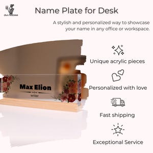 Desk Name Plate Acrylic Custom Desk Name Sign Personalized Gift Acrylic ...