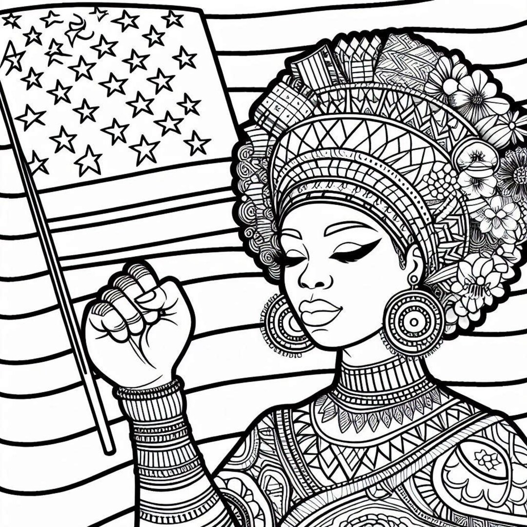 African Woman Coloring Page. Black Pride Coloring Page. Beautiful ...