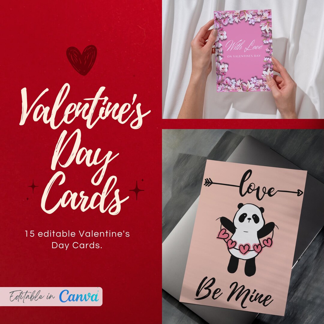 Editable Valentines Day Cards 15 Printable Canva Templates ...