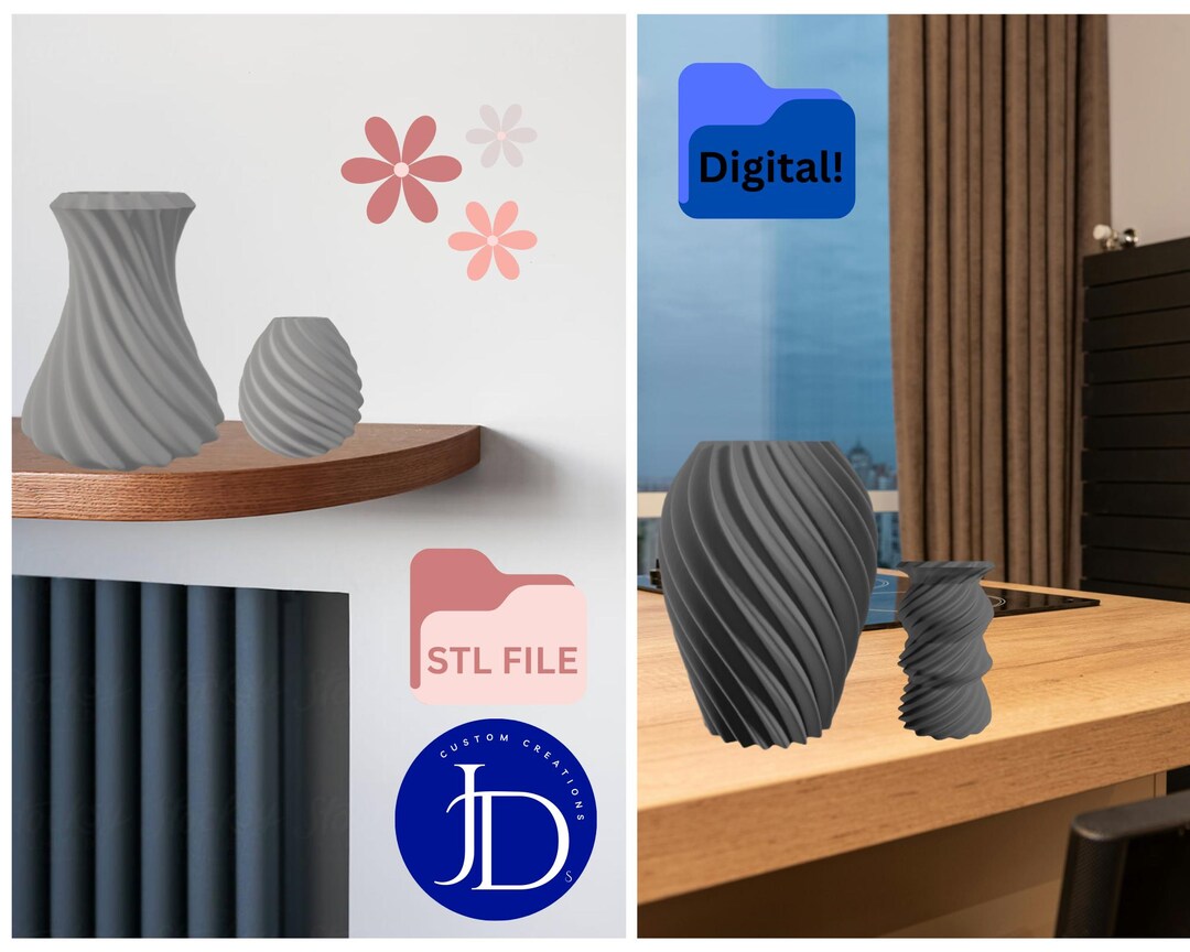 Twisted Vertical Vase 3D Print File - Modern Design (5 Pack) - Etsy