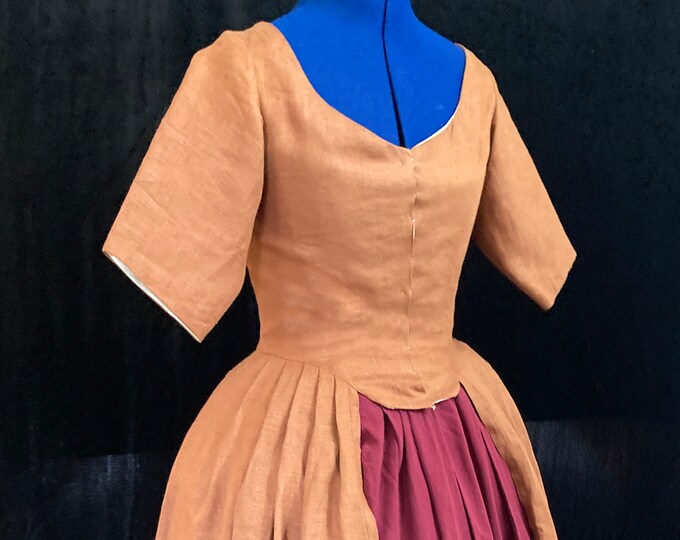 Common Woman's Linen Dress, Robe A L'anglaise, 18th Century, Size 8 - Etsy