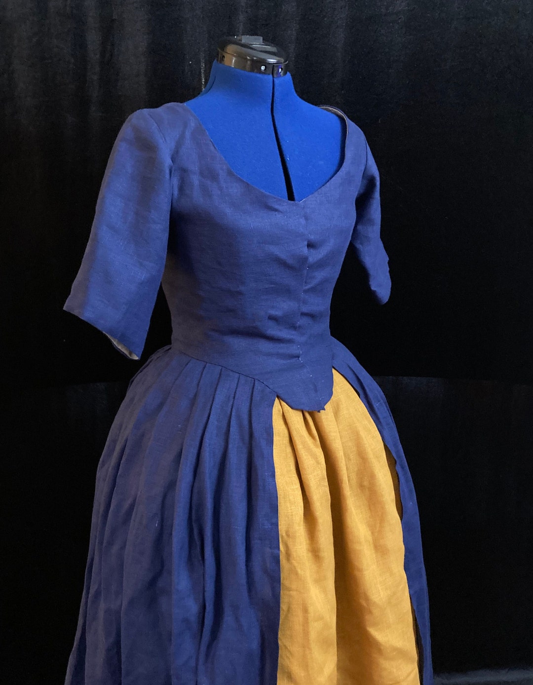 Linen Gown, Robe A L'anglaise, 18th Century, Size 18 - Etsy