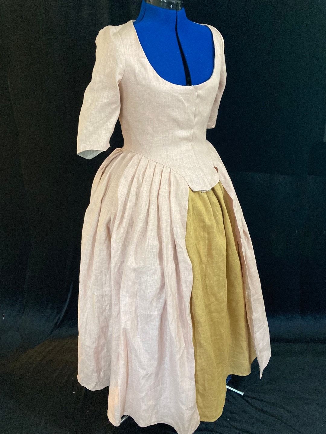 Linen Dress, Robe a L'anglaise, 18th Century, Size 26 - Etsy